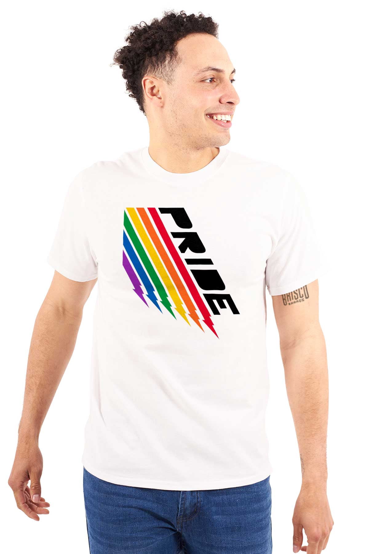 Gay Pride Rainbow Lightning Bolts Men's Graphic T Shirt Tees Brisco ...