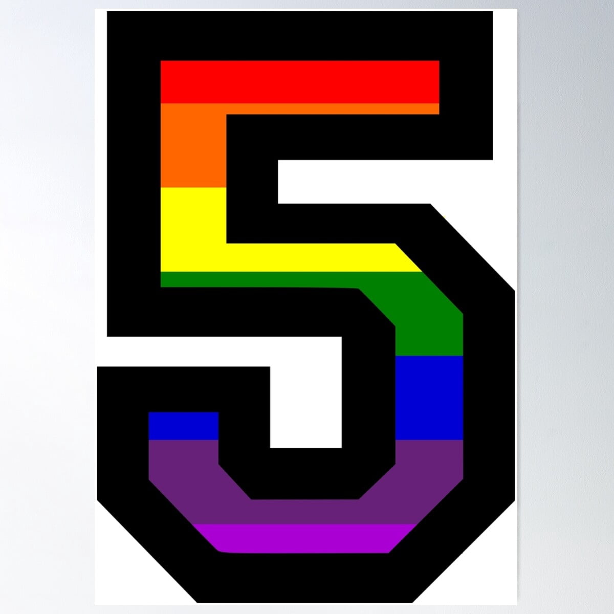 Gay Pride Sports Number Five Poster Wall Art, Modern Wall Decor For ...