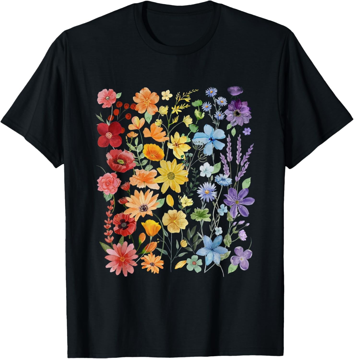 Gay Pride Subtle Wildflowers LGBTQ Month Rainbow Flowers T-Shirt Tops ...