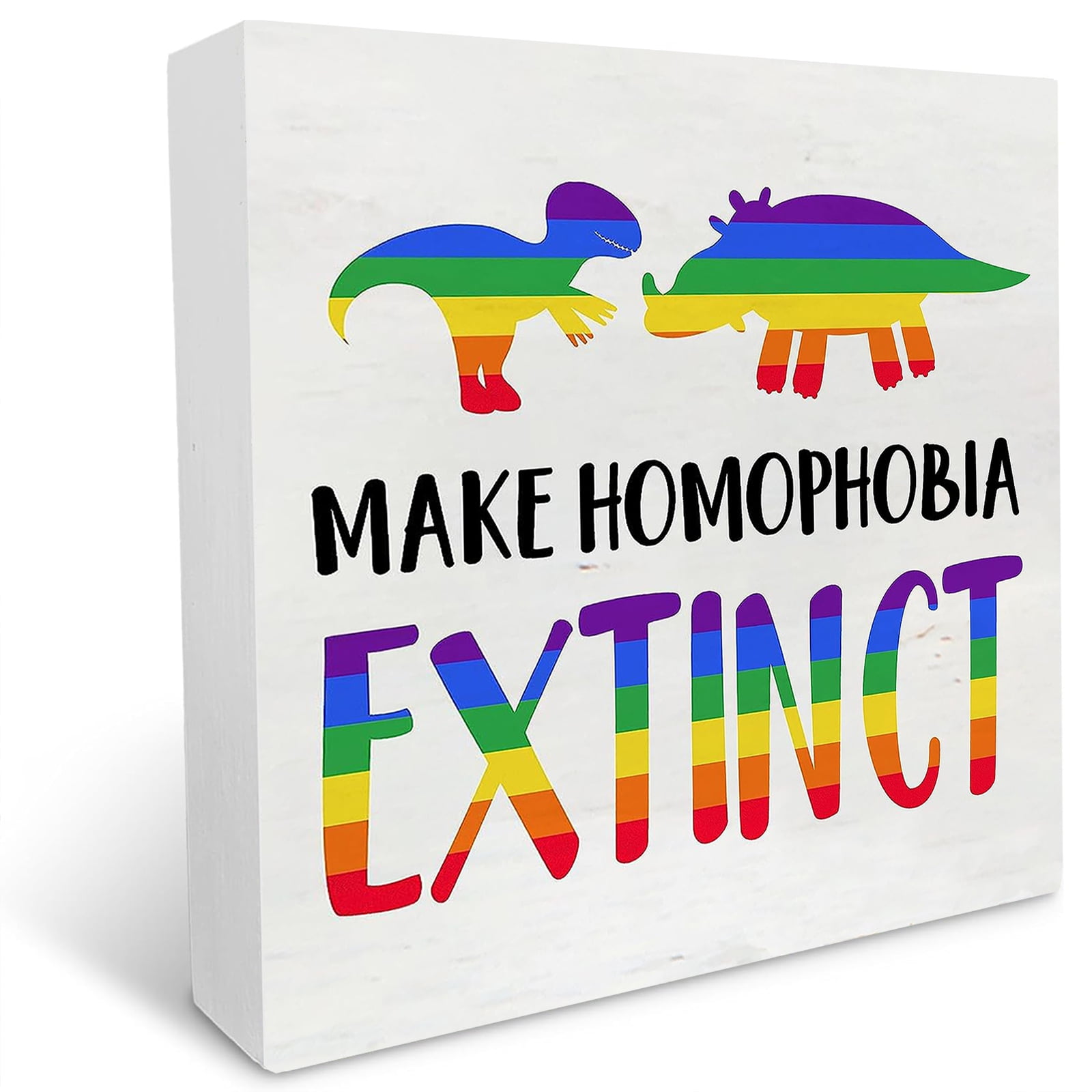 Gay Pride Wooden Box Sign Desk Decor Rainbow LGBTQ Wood Block Plaque ...