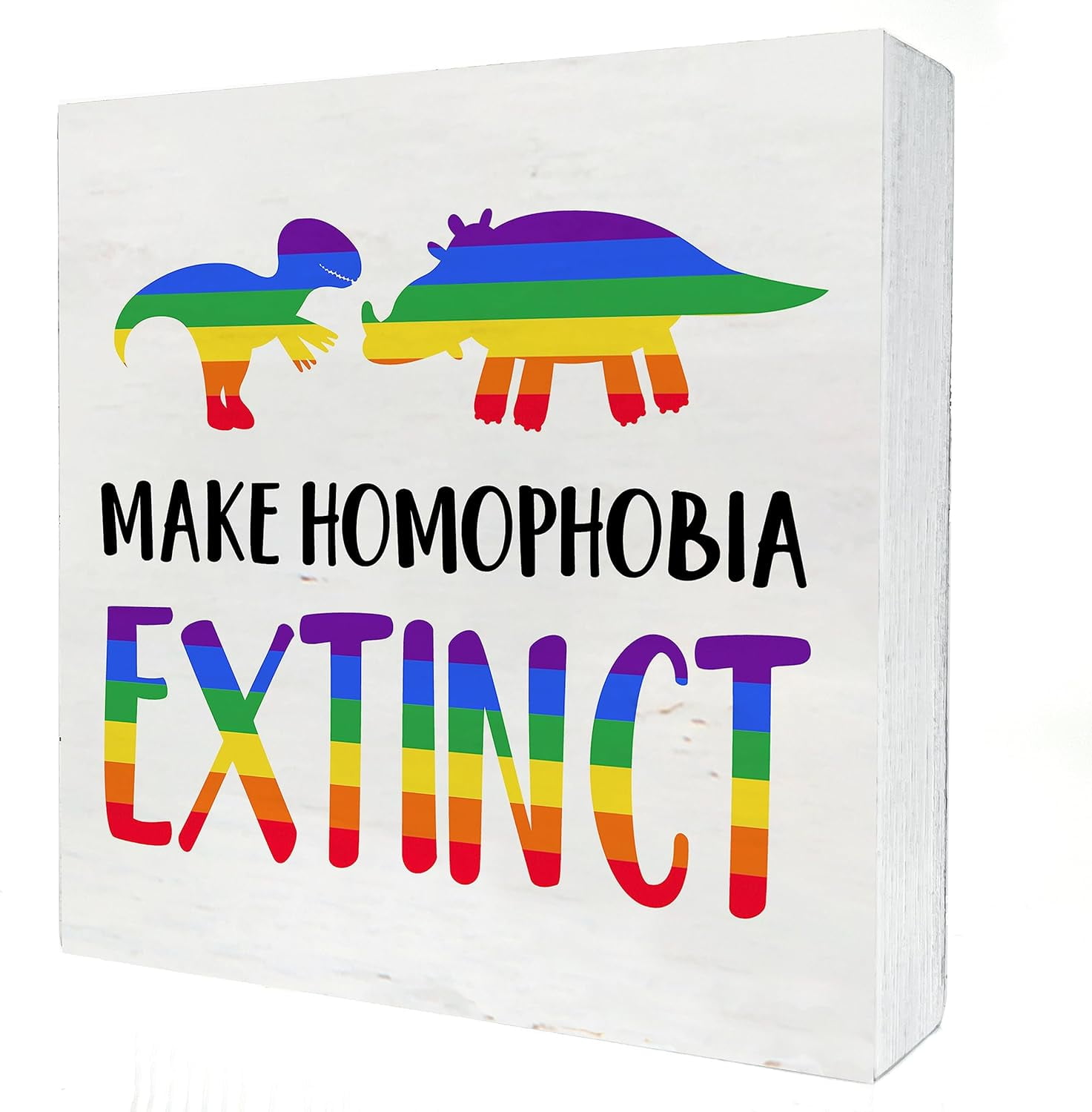 Gay Pride Wooden Box Sign Desk Decor Rainbow LGBTQ Wood Block Plaque ...