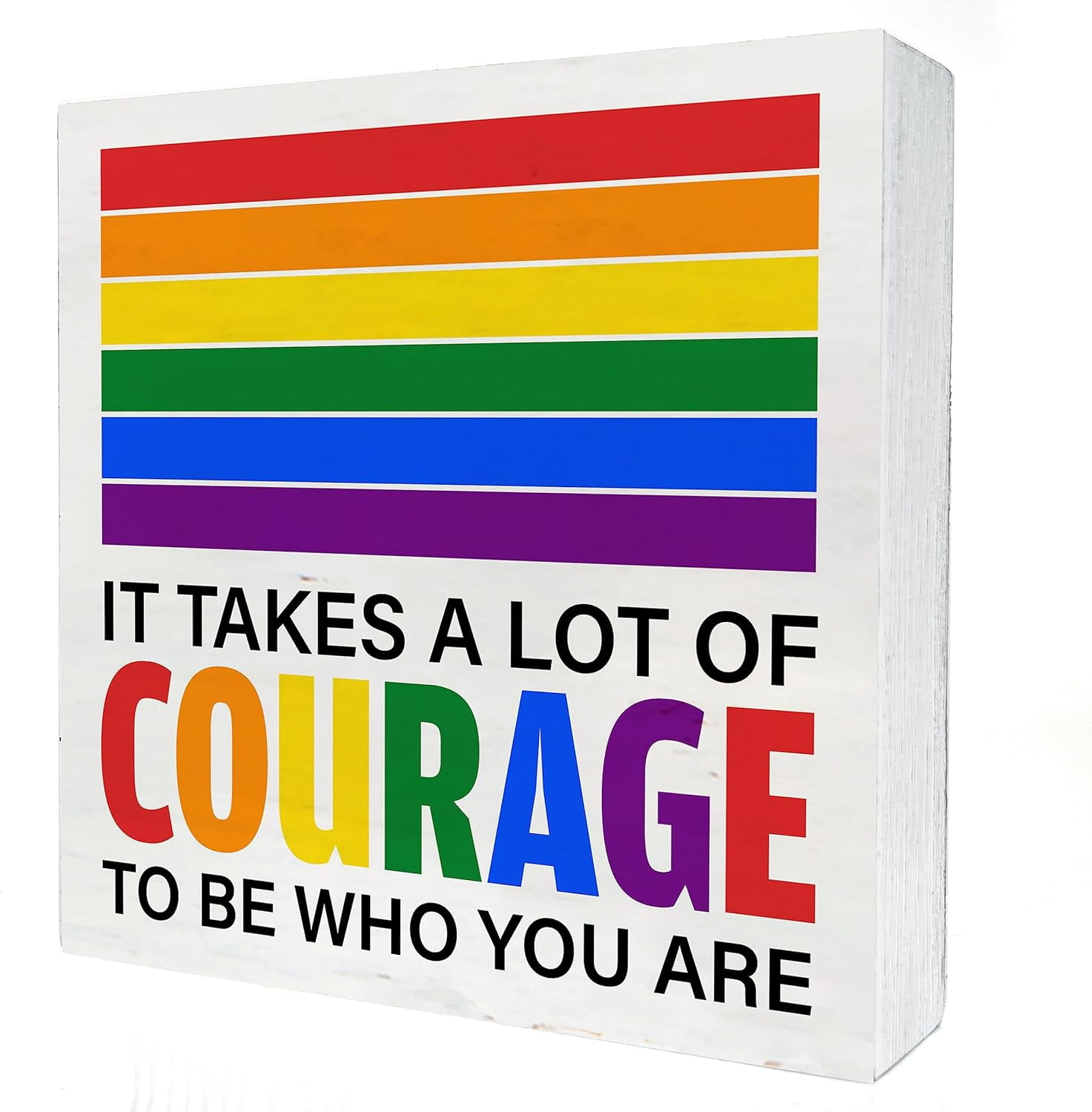 Gay Pride Wooden Box Sign Desk Decor Rainbow Pride Wood Block Plaque ...