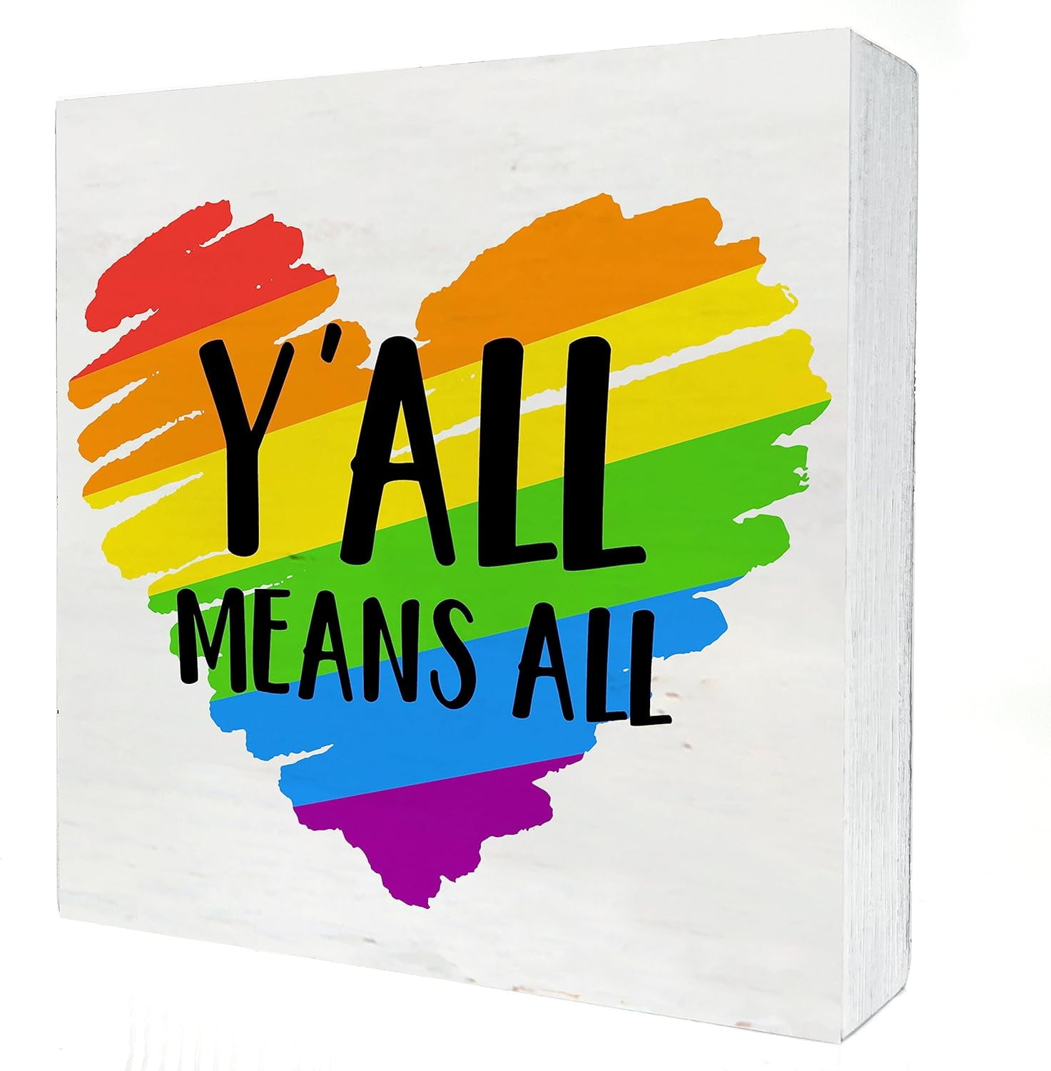 Gay Pride Wooden Box Sign Desk Decor Y'all Means All Wood Block Plaque ...