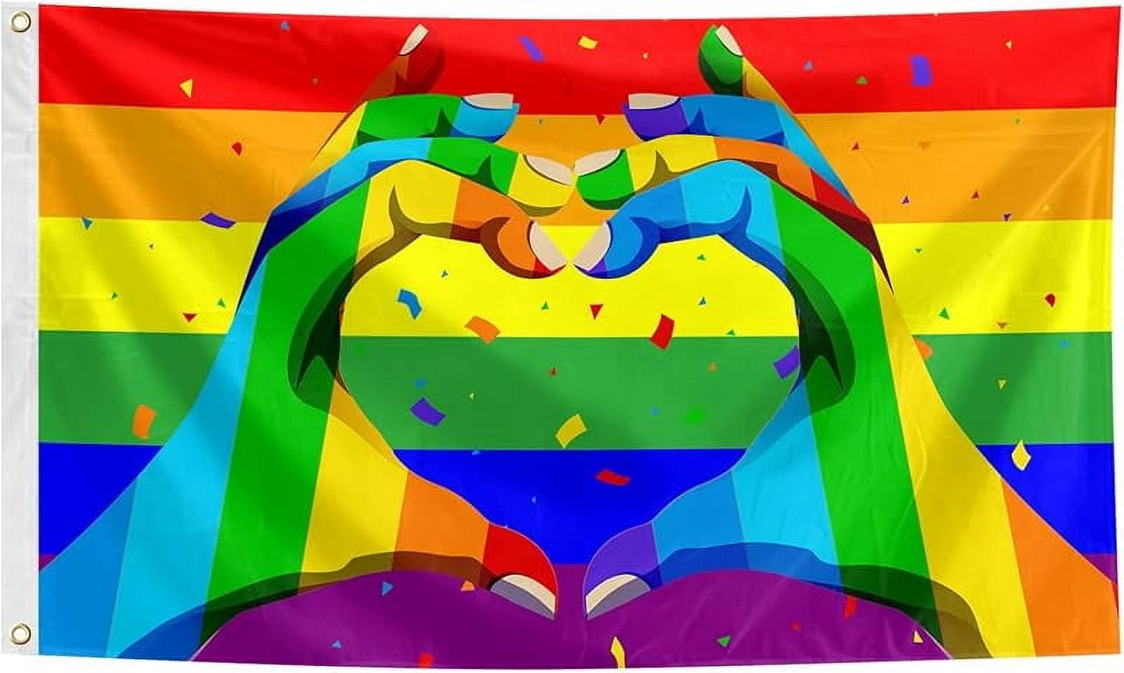 Gay Straight Ally Flag Pride Rainbow Flag 3x5 Ft with Two Metal ...