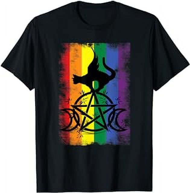 Gay Witch Pride Flag Triple Moon Pentacle Wicca Pagan LGBTQ T-Shirt ...