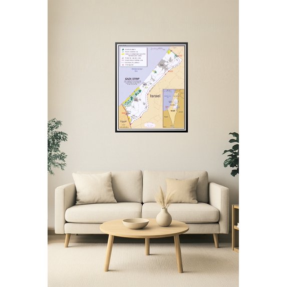 Gaza Strip Conflict Zone Map Poster – Israel & Palestinian Territories ...