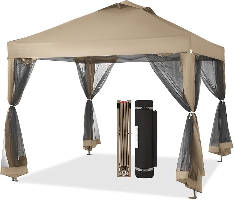 Gazebo 10x10, Pop Up Gazebo with Mosquito Netting, Screen Tent with 4 ...