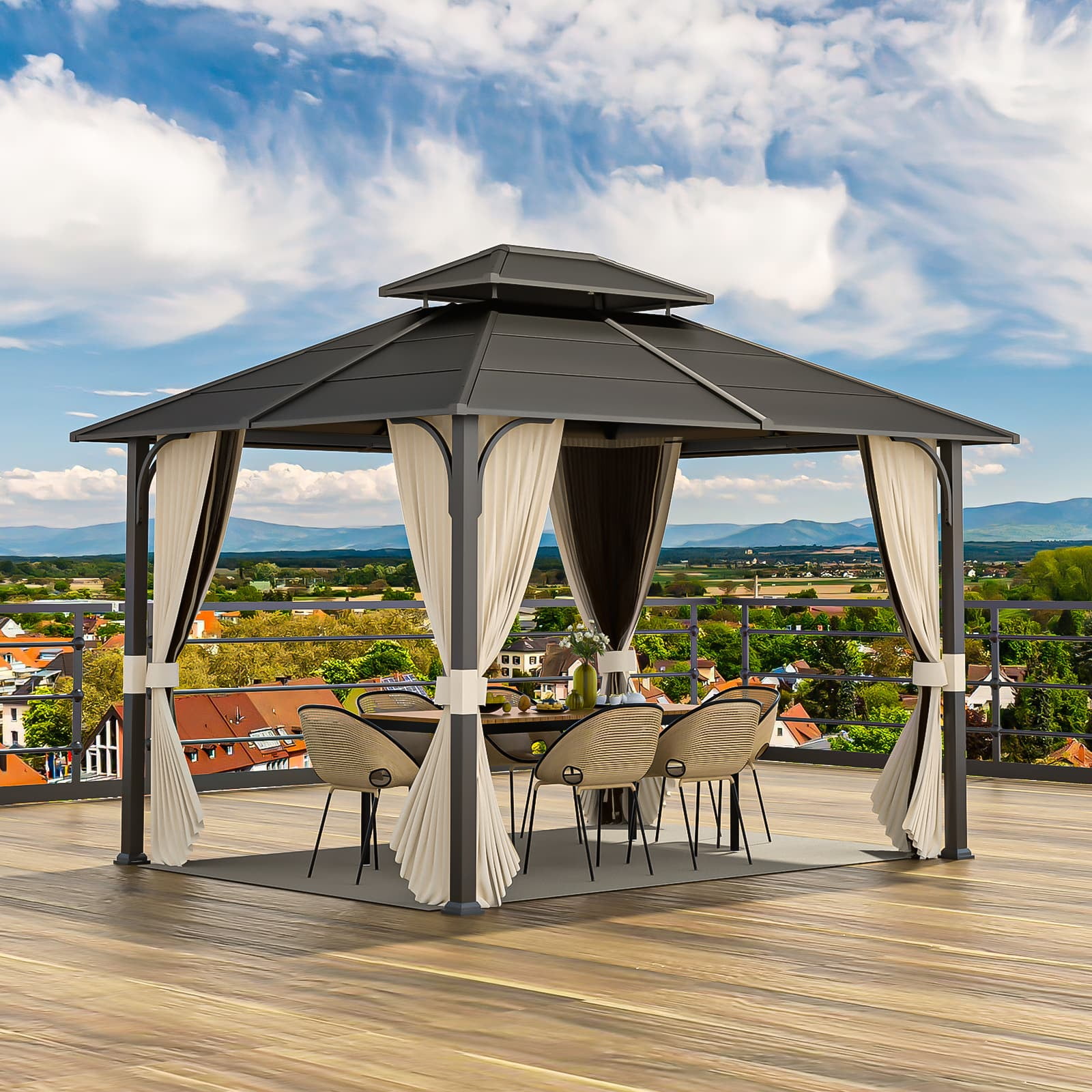 Gazebo 10x12, Outdoor Hardtop Gazebo with Durable Metal Frame ...