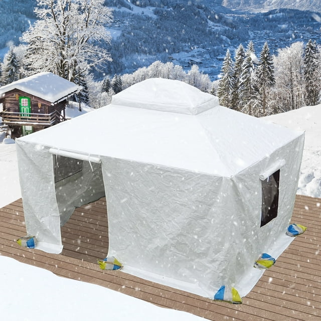 Winter Gazebo Cover with Sidewalls for Resort Patios - Walmart Business ...