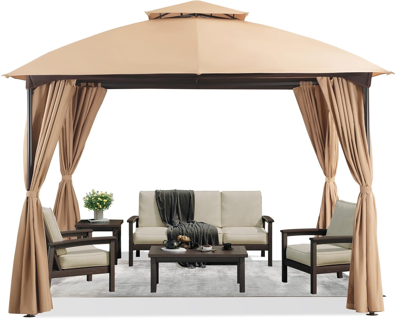 Gazebo Outdoor Canopy Tent 10'x10', Party Tent Shelter with Curtains ...