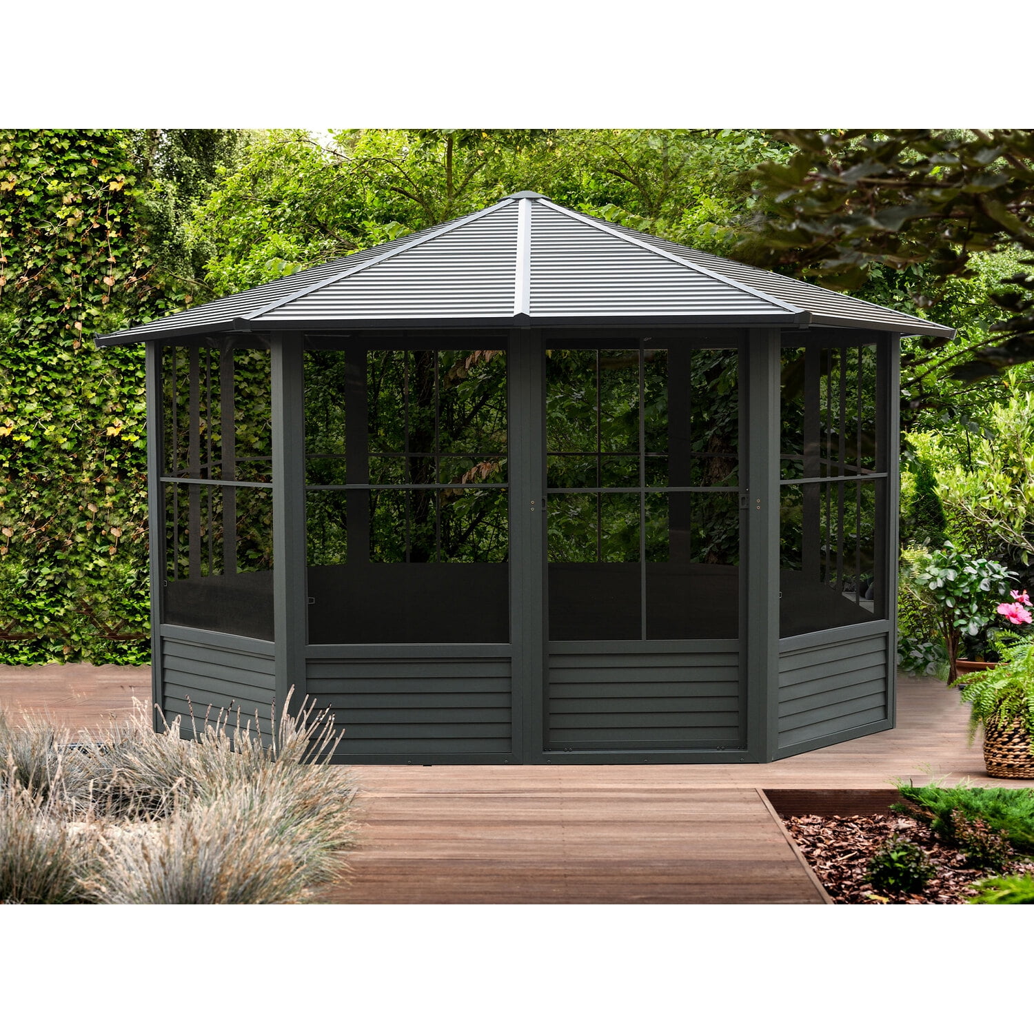 Gazebo Penguin Florence Solarium 12 X 12 Metal Roof in black - Walmart.com