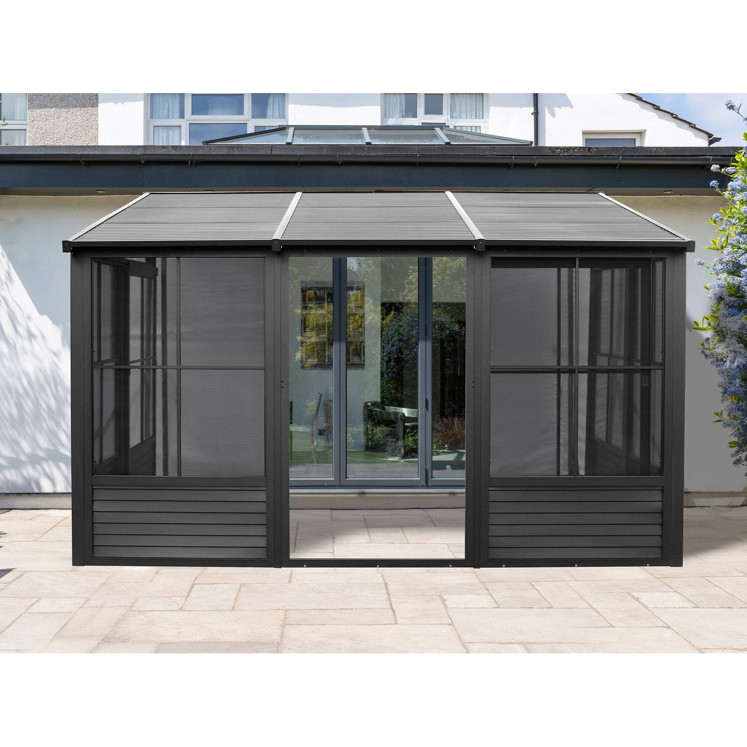 Gazebo Penguin Florence - Wall Mounted Solarium 10x12 Metal Roof in black - Walmart.com