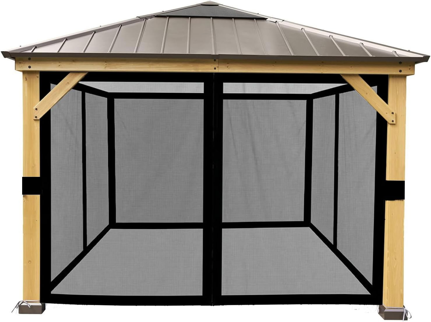Gazebo Replacement Mosquito Netting, Outdoor Gazebo Net 4-Panel Screen ...