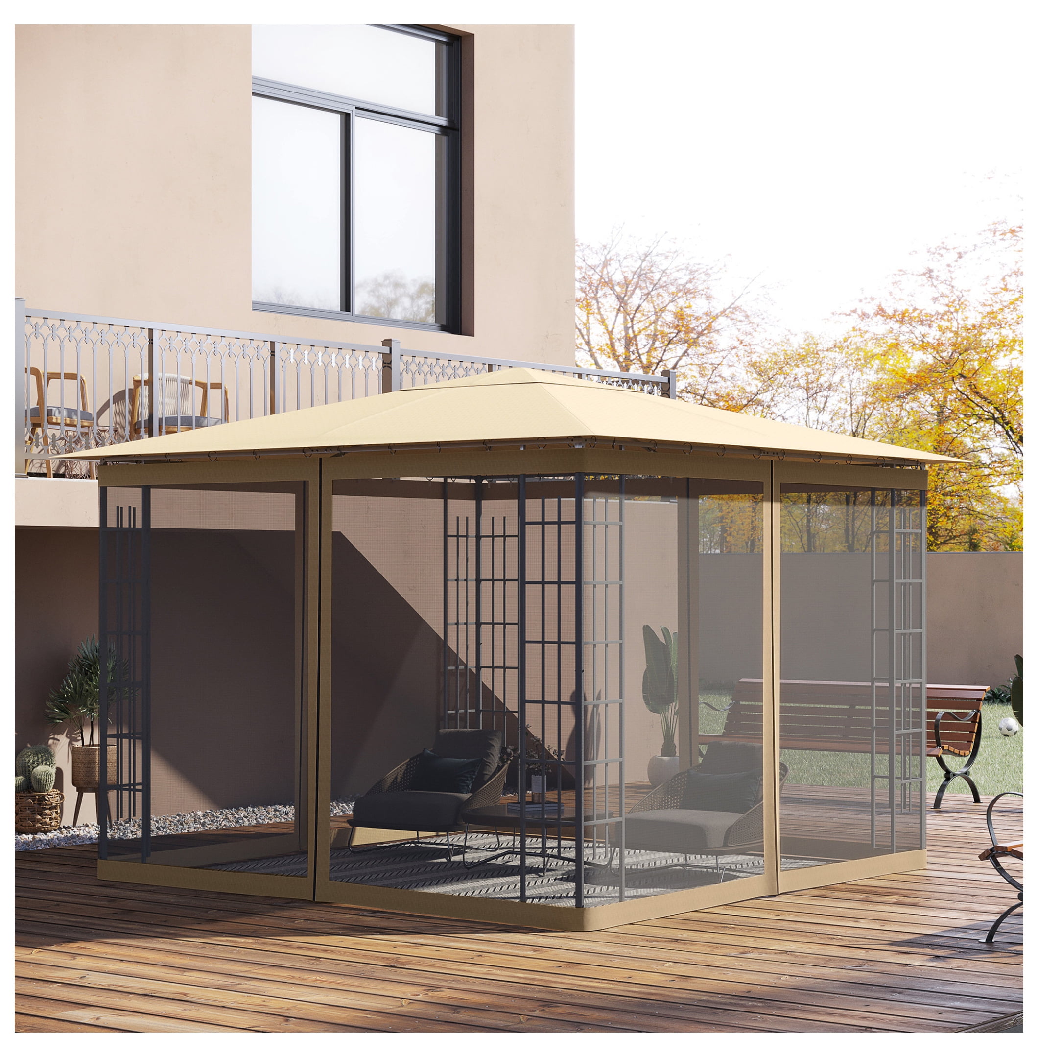 Gazebo Sidewall Netting Replacement 10x10 Beige - 4 Panel Mesh Screen ...