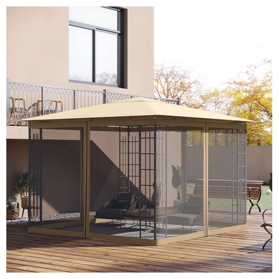 Gazebo Sidewall Netting Replacement 10x10 Beige - 4 Panel Mesh Screen ...