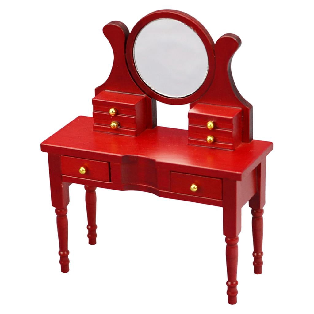 Gazechimp 1:12 Scale Miniature Dollhouse Dresser Table Retro Mirror ...
