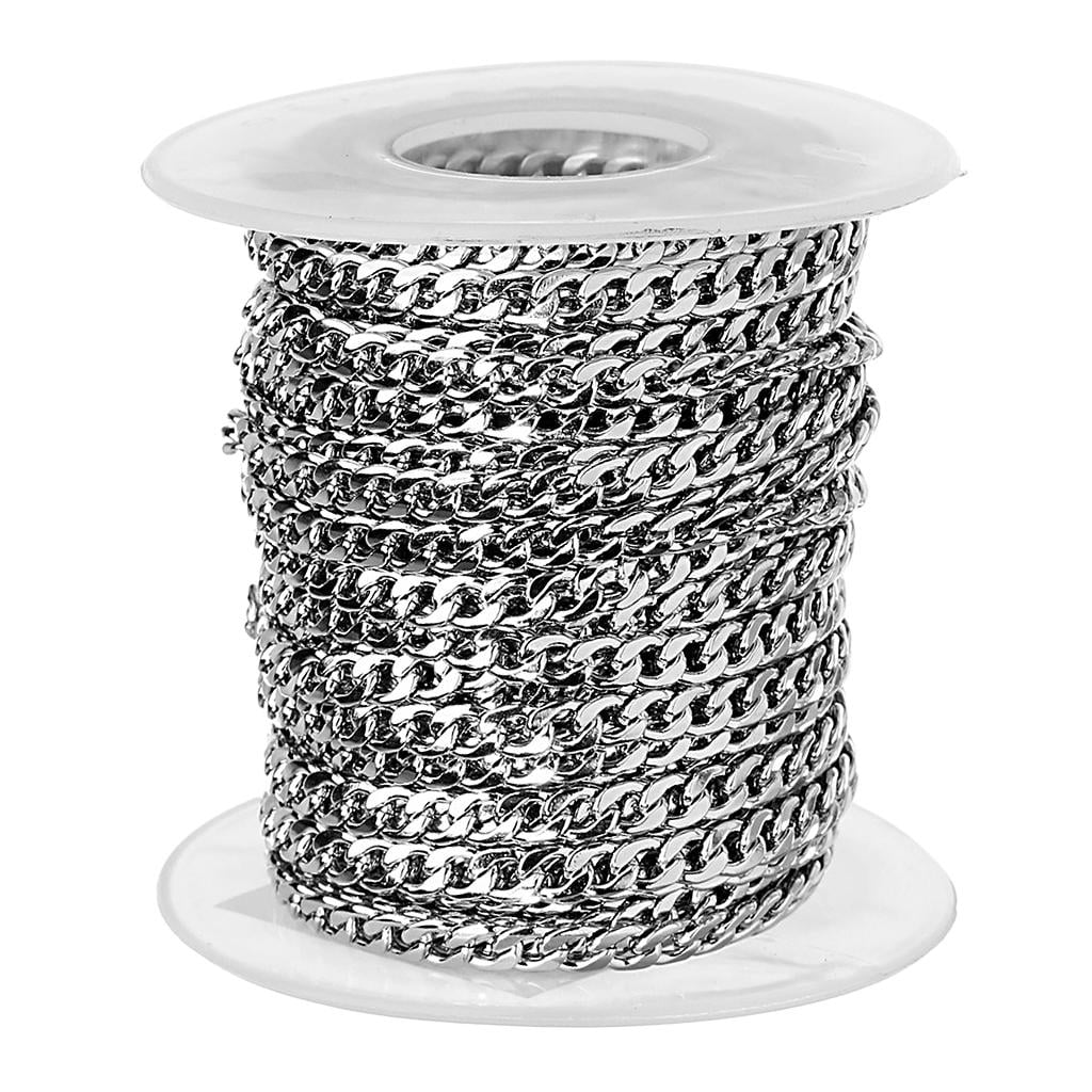 Gazechimp 10 Yards /Roll Stainless Steel Curb Chains Sliver Unwelded ...