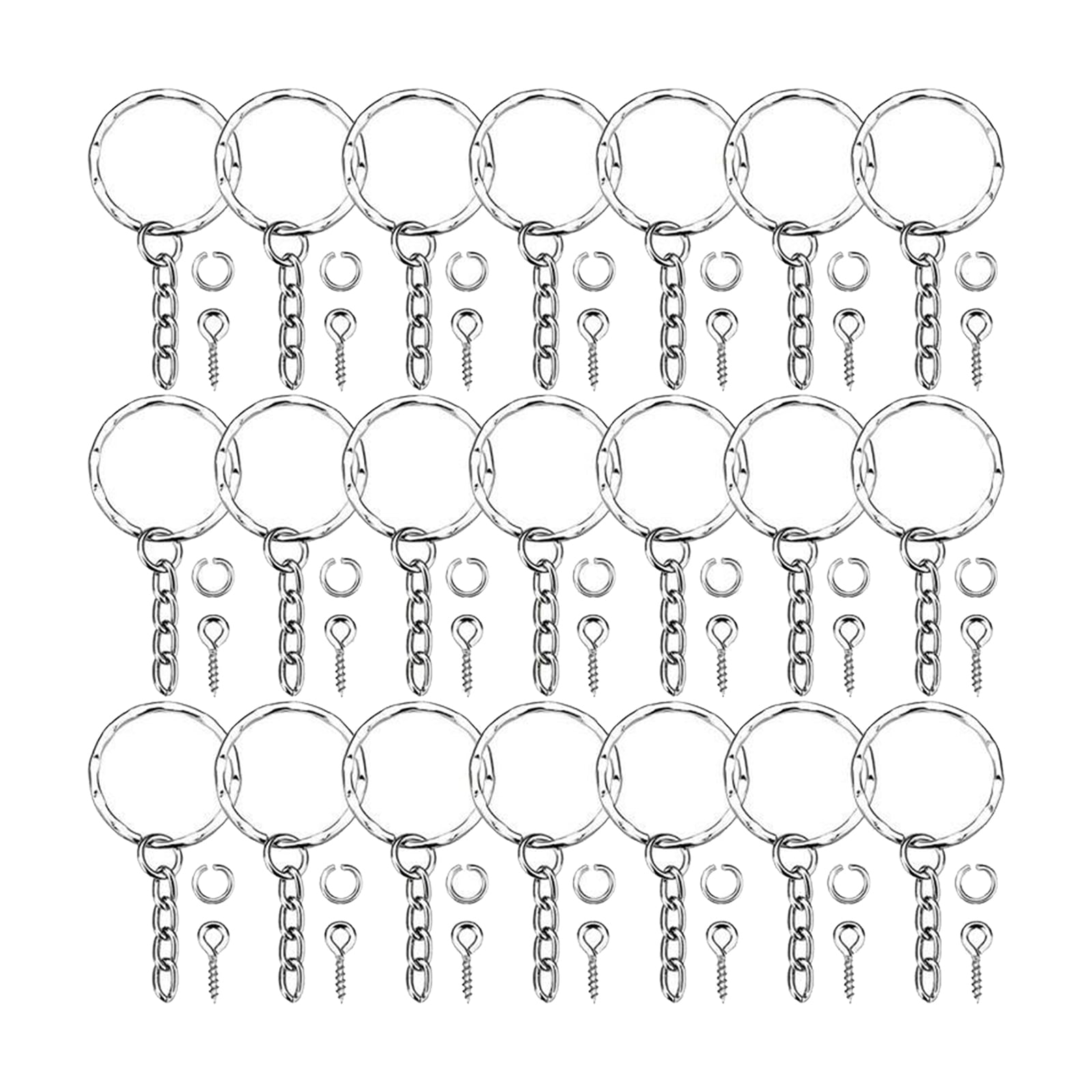 Gazechimp 50PCS Metal Keychain Rings Kits with Chain and Open Jump ...