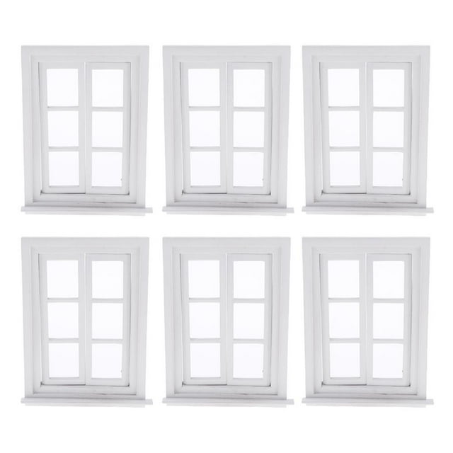 Gazechimp 6 Pcs Dollhouse Wooden Windows, 1: 12 Scale Miniature Window ...