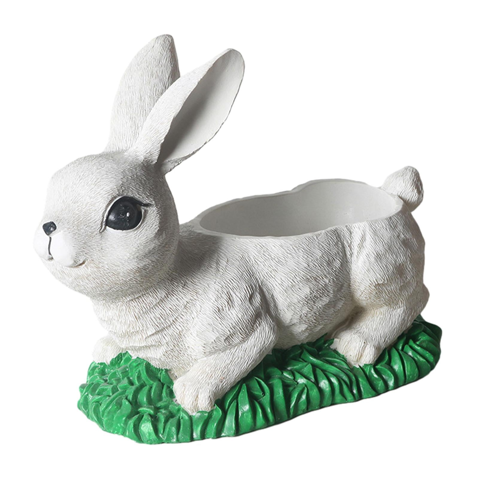 Gazechimp Bunny Figurines Bunny Pot Garden Statue Cute Easter Ornaments ...