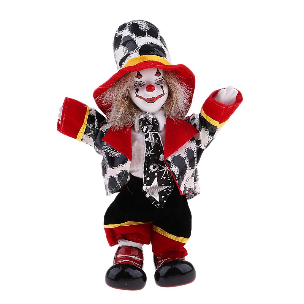 Gazechimp Clown Doll 7inch Christmas Red Clown Figurine Table Ornament ...
