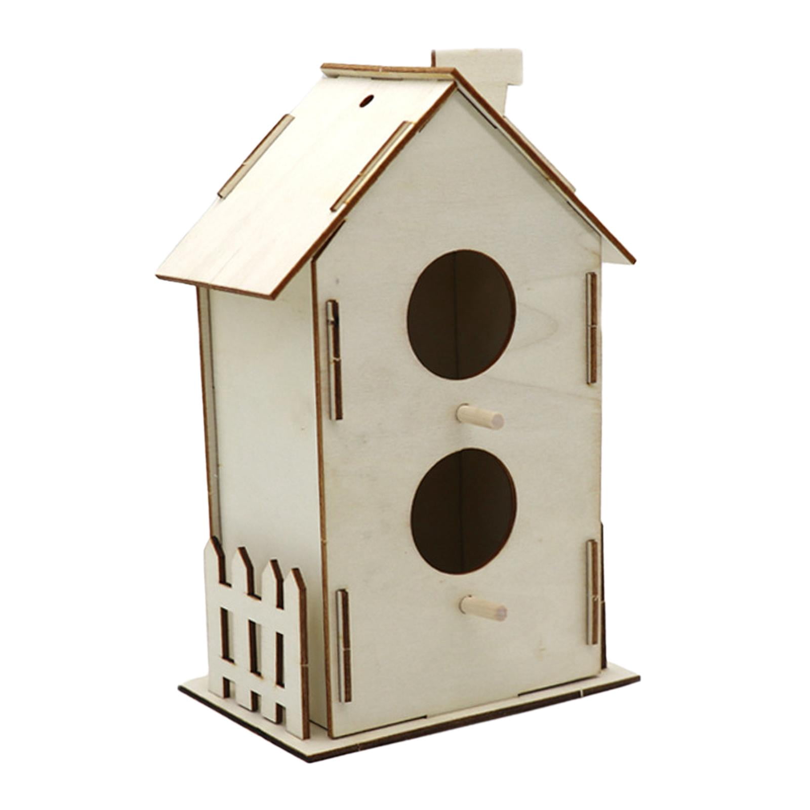 Gazechimp DIY Wood Bird Nest Birdhouse Handmade Bird Nesting Box for ...