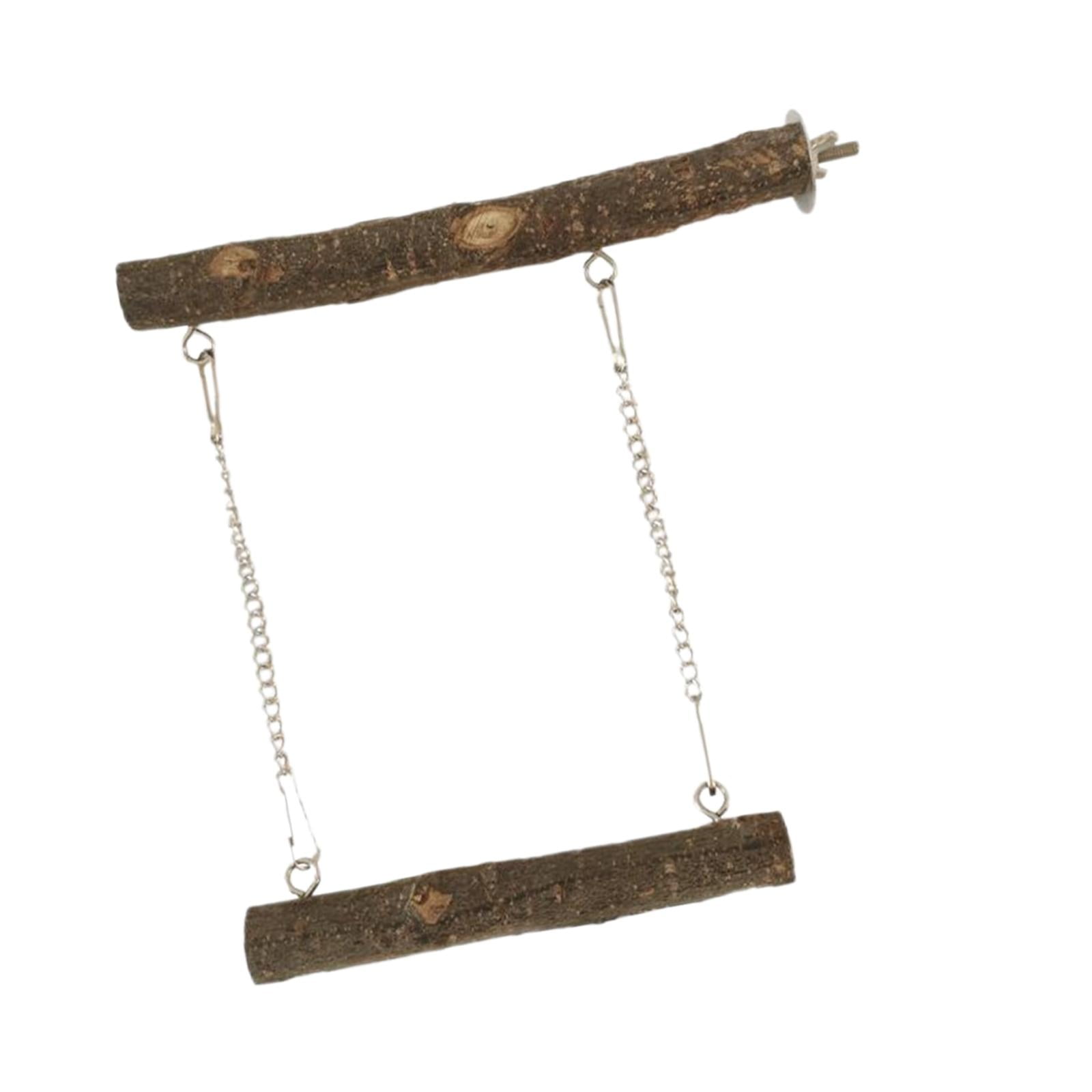 Gazechimp Hanging Bird Perch Cage Accessory Wooden Bird Perch Swing Toy ...