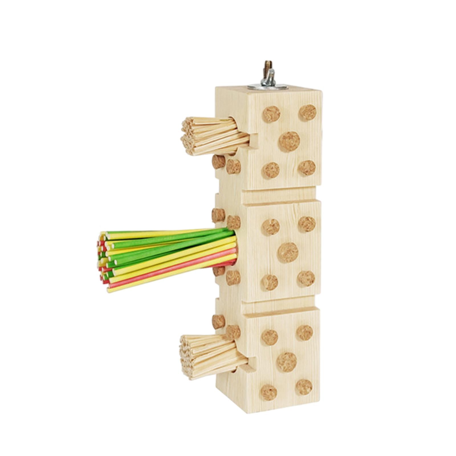 Gazechimp Parrot Stopper Toy Wooden Block Parrot Cage Teething Toy Cork ...