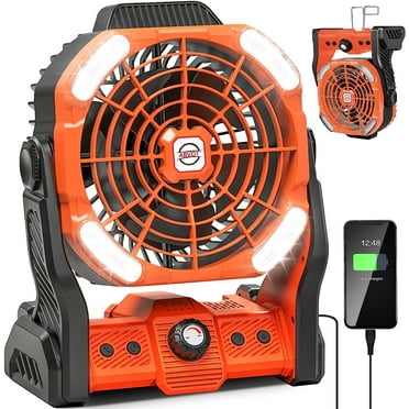 Portable Camping Tent Fan 20000mAh Rechargeable Battery Operated Desk ...