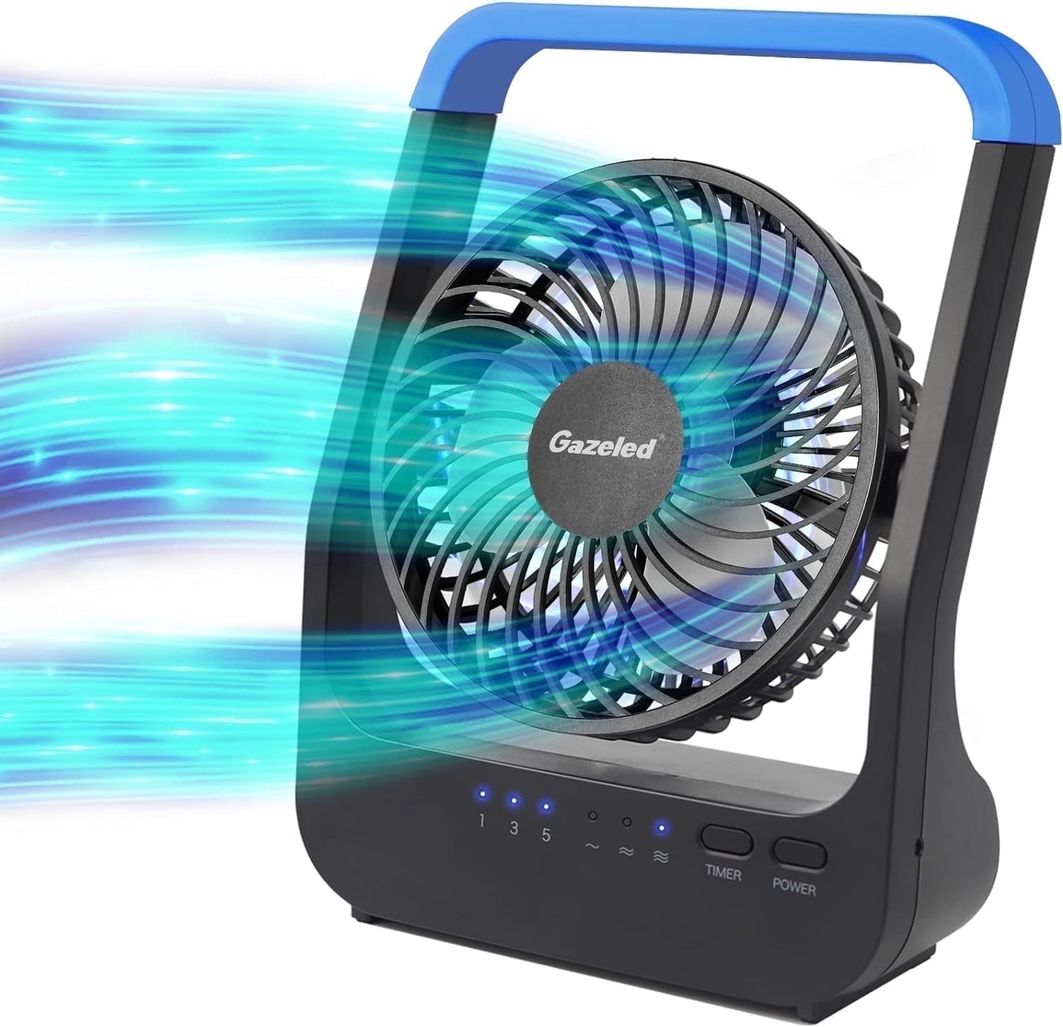 Gazeled Battery Operated Fan, 5'' Portable Desk Fan with Timer, 3 ...