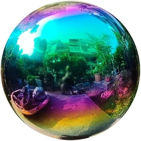 Gazing Ball 12 Inch Rainbow Stainless Steel Polished & Reflective ...