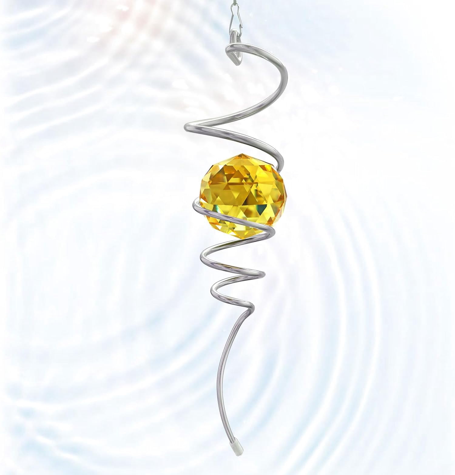 Gazing Ball Spiral Wind Spinner Tail - Golden Glass Ball | Wind ...