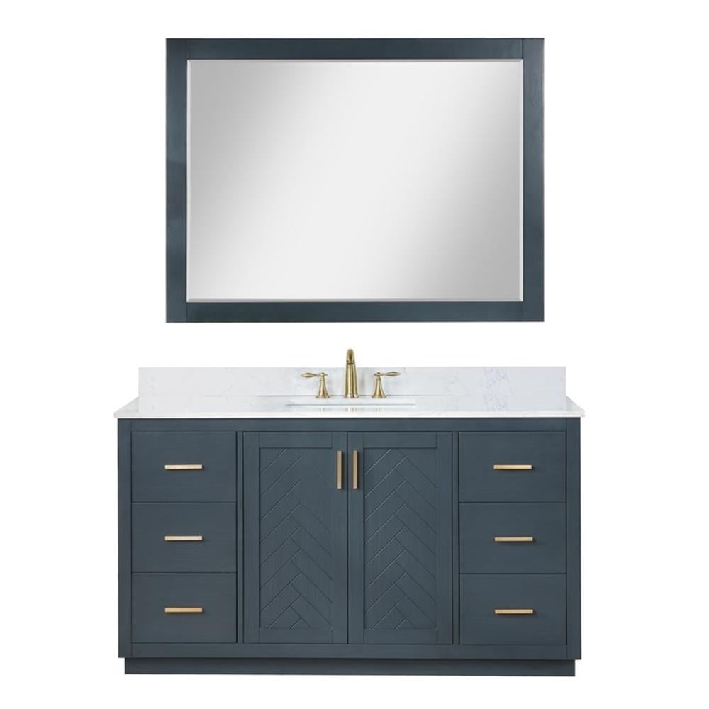 Gazsi 60S" Wood Vanity in Charcoal Blue with Composite Stone Top with ...
