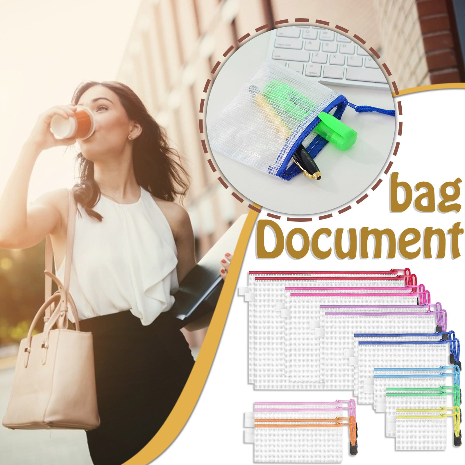 Gbayxj 1 Set Of 18 Storage Bags,Transparent Zipper Documents Bags PVC ...