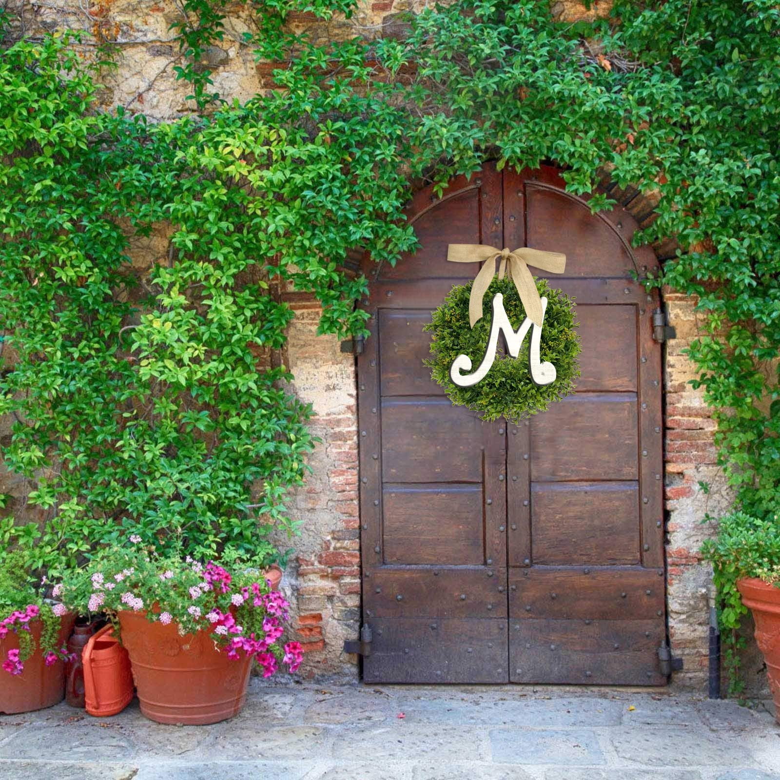 Gbayxj Unique Last Name Year Round Front Door Wreath With Bow Welcome ...