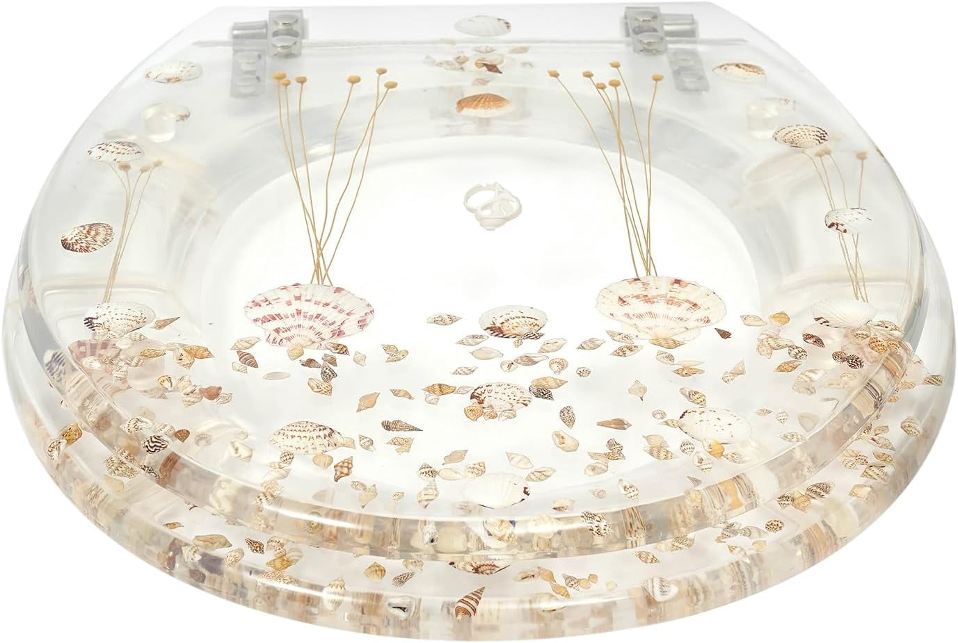 Gbonklong Resin Toilet Seat, Elongated Clear Jewel Shell Seashell Resin ...