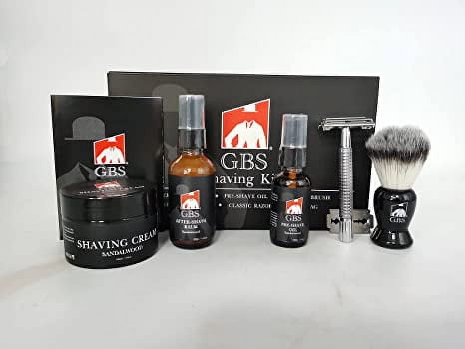 GBS Men's Shaving Kit with Travel Essentials, Brush, Cream, and 7 ...