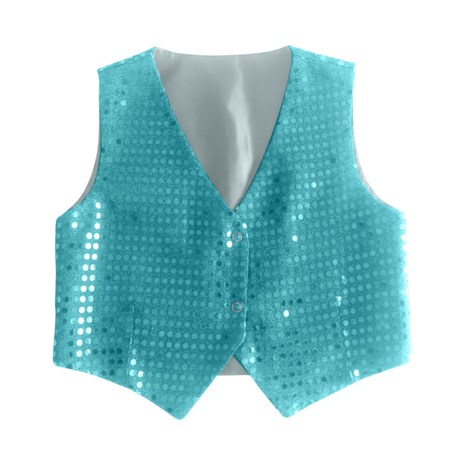 Gbsyewxs Boys Tshirts V Neck Sleeveless Sparkly Sequins Vest Tops Dance ...