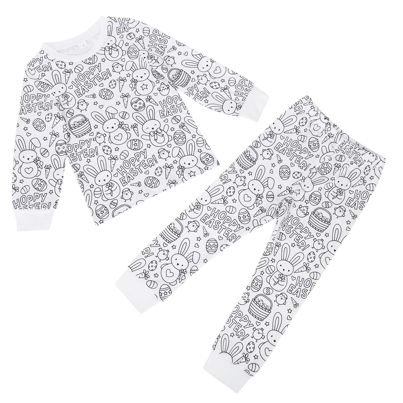 Gbsyewxs Easter Clothes For Girls 2 Piece Long Sleeve Crew Neck Tops ...