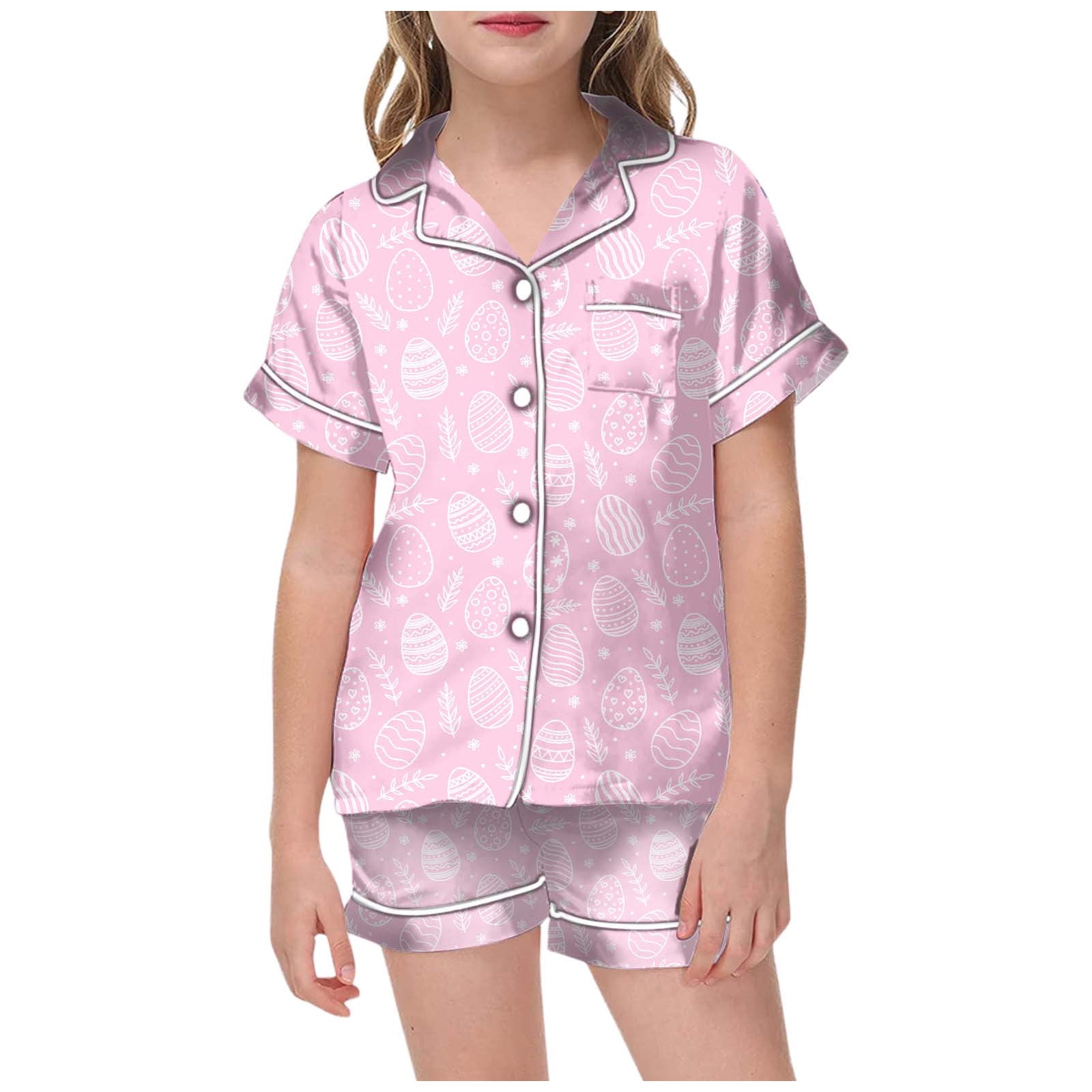 Gbsyewxs Easter Clothes For Girls Short Sleeve Turndown Collar Tops And ...