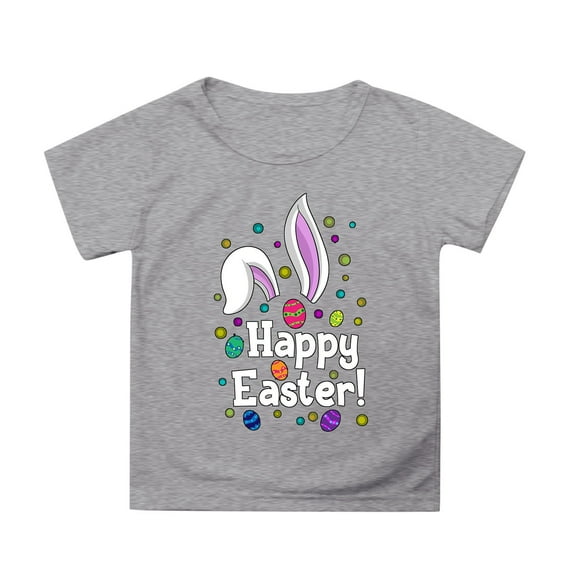 Gbsyewxs Easter Girls Tops Crew Neck Short Sleeve Bunny Letter Print ...