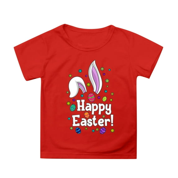 Gbsyewxs Easter Girls Tops Crew Neck Short Sleeve Bunny Letter Print ...