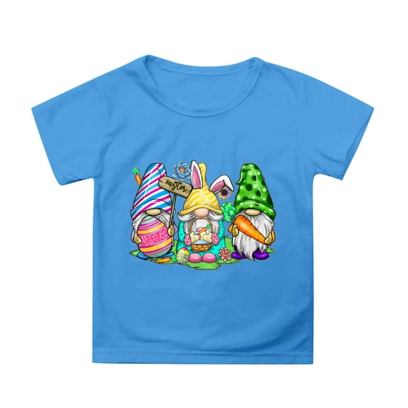 Gbsyewxs Easter Girls Tops Crew Neck Short Sleeve Egg Letter Print ...
