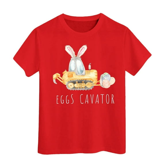Gbsyewxs Easter Girls Tops Short Sleeve Crew Neck Cartoon Print Spring ...