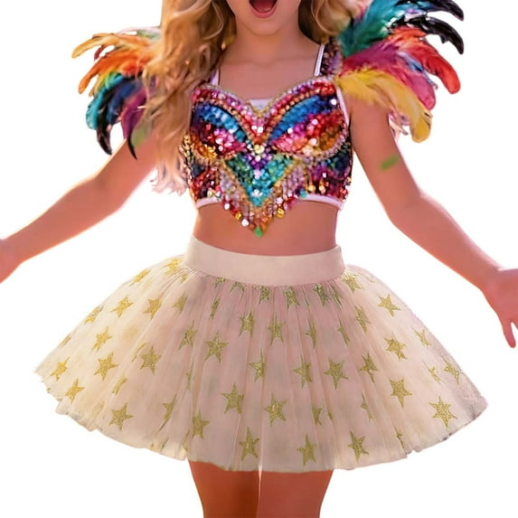 Gbsyewxs Girls Dress Tutu Tulle Princess Girls Skirt Sleeveless Star ...