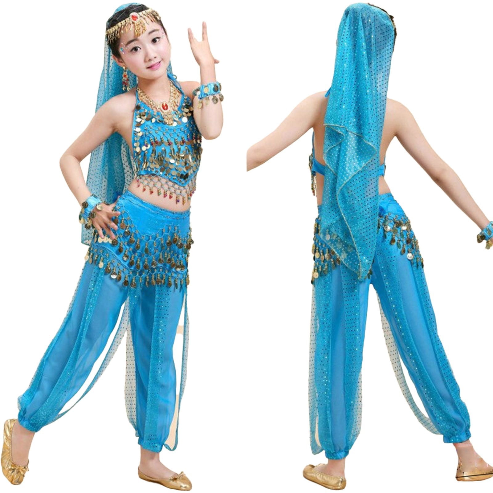 Gbsyewxs Girls Outfit Set Belly Dance Strappy Crop Tops And Pants Set ...