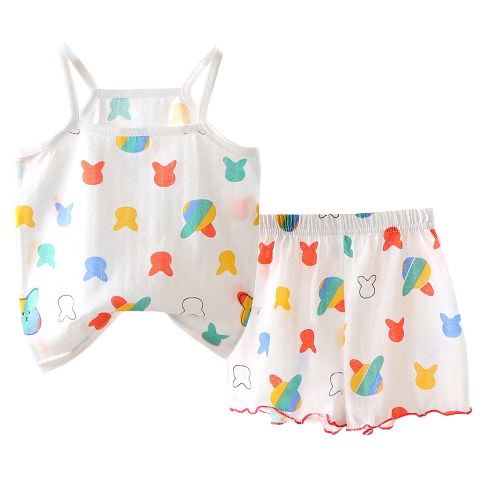 Gbsyewxs Girls Outfits 2 Piece Strappy Cartoon Print Tops And Shorts ...