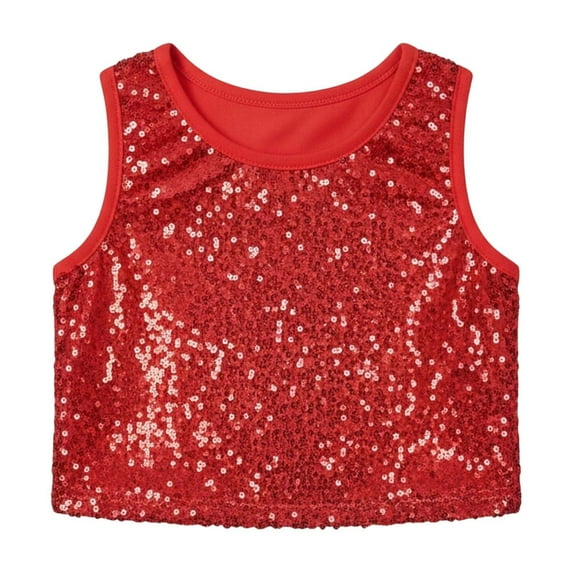 Gbsyewxs Girls Tshirts Girls Tops Crew Neck Sleeveless Sparkly Sequins ...