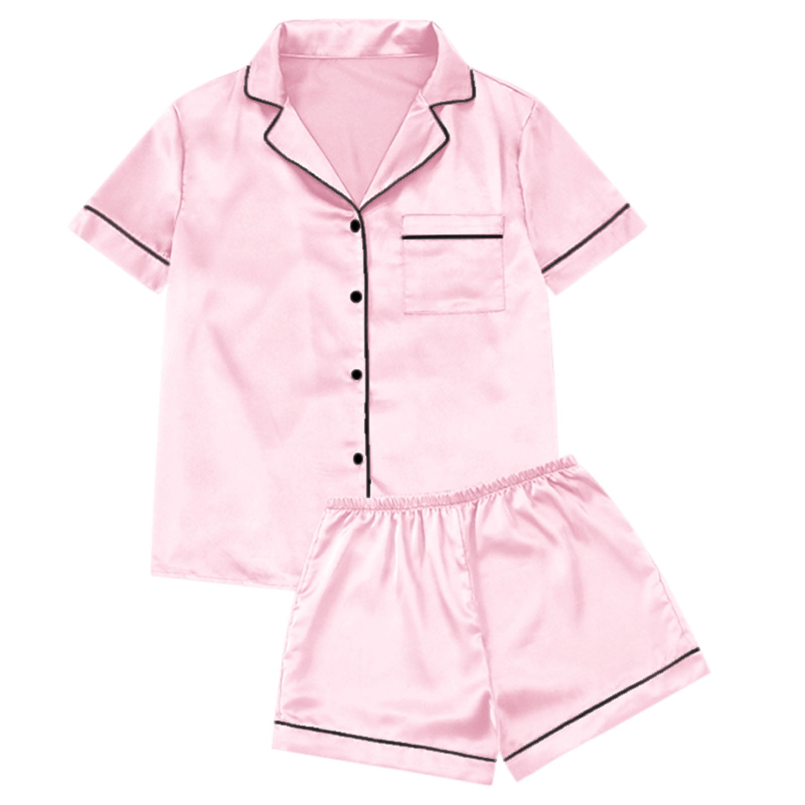 Gbsyewxs Pajamas For Women Set 2 Piece Set Lapel Short Sleeve Tops And ...