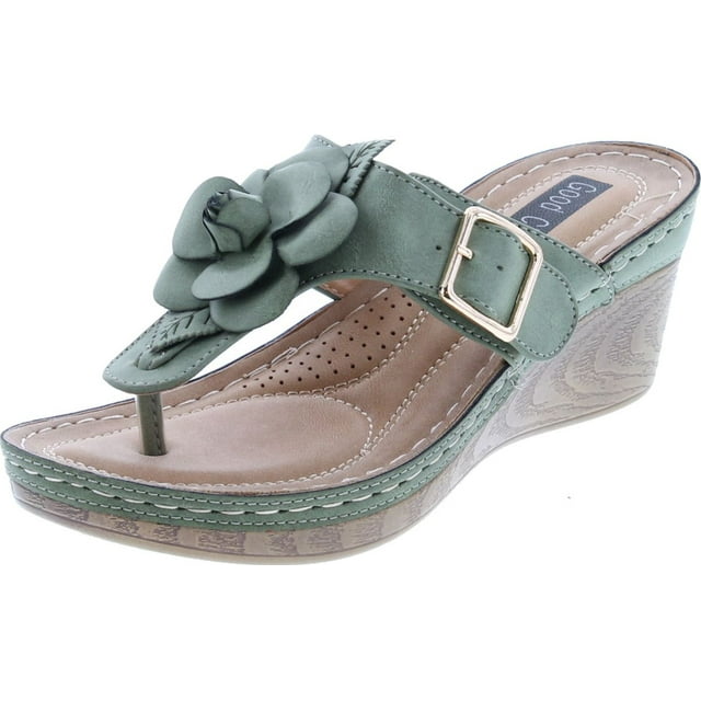 Gc Shoes Women's Sydney Rosette Slide Wedge Sandals - Walmart.com